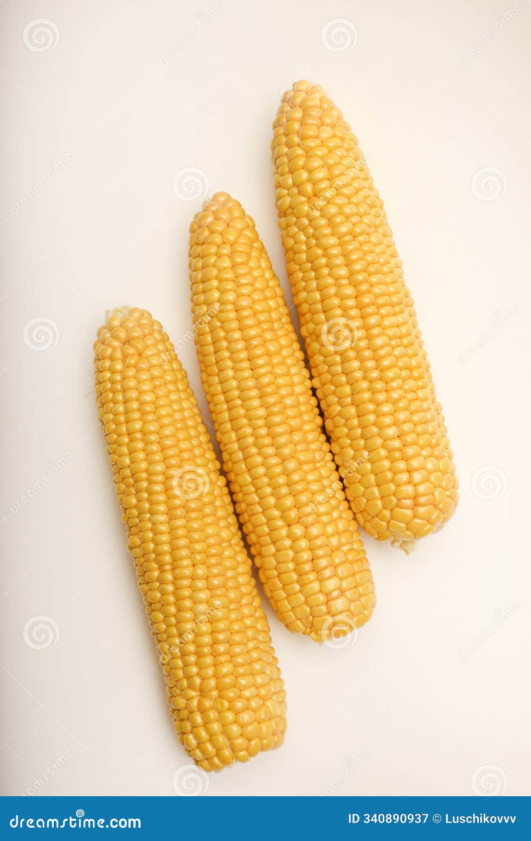 Three Peeled Ears of Corn on a White Background. a Printed Cob Stock ...