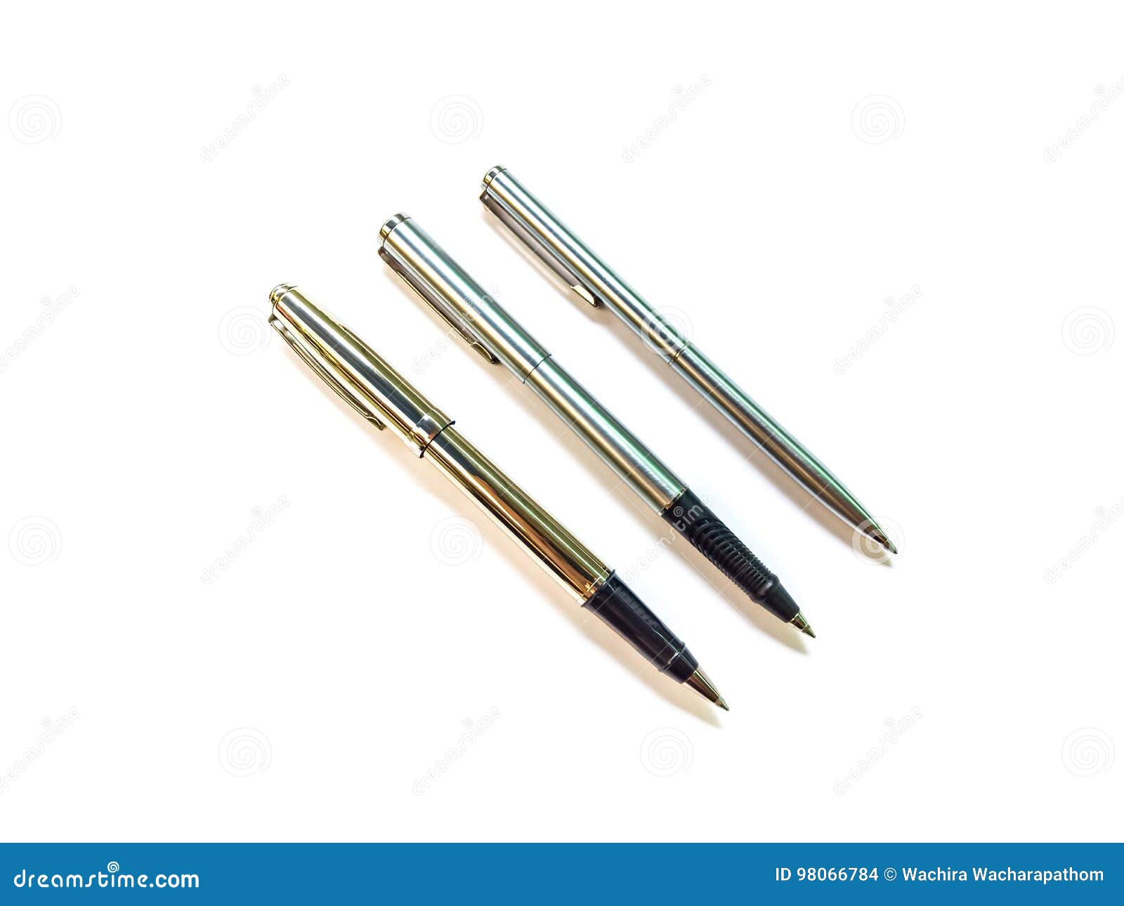 Three Pen on White Background Stock Photo - Image of point, accessory ...