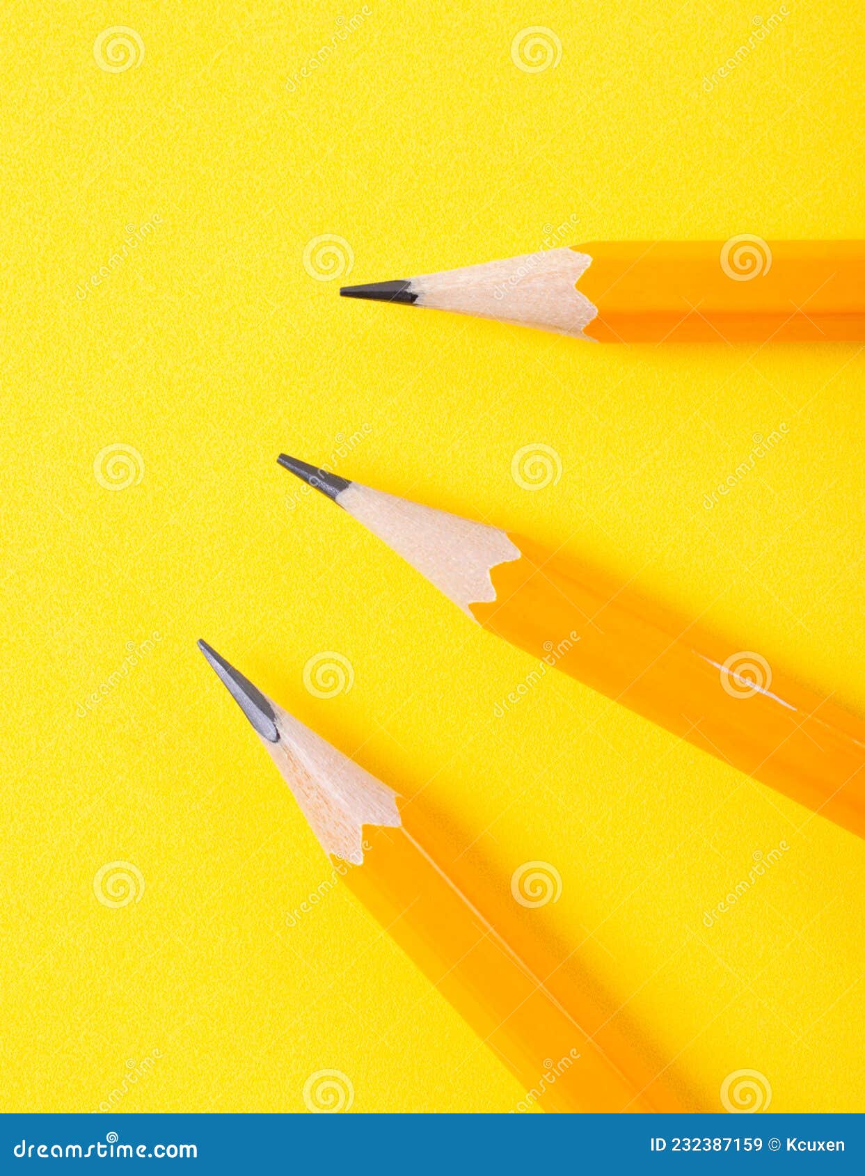 Three Pencils on Yellow. Top View Stock Image - Image of mechanical ...