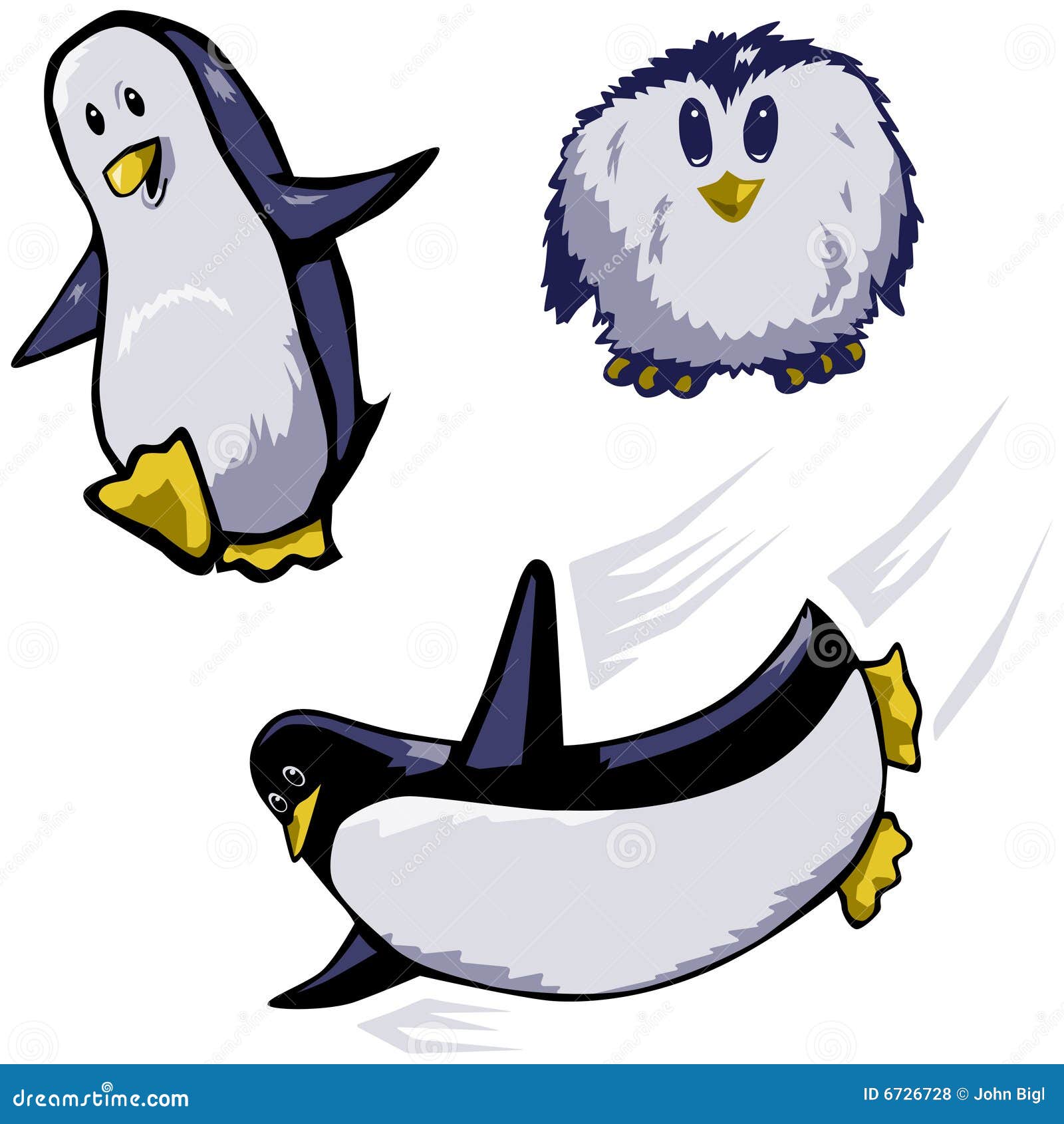 Three penguin cartoons stock vector. Image of flying, water - 6726728