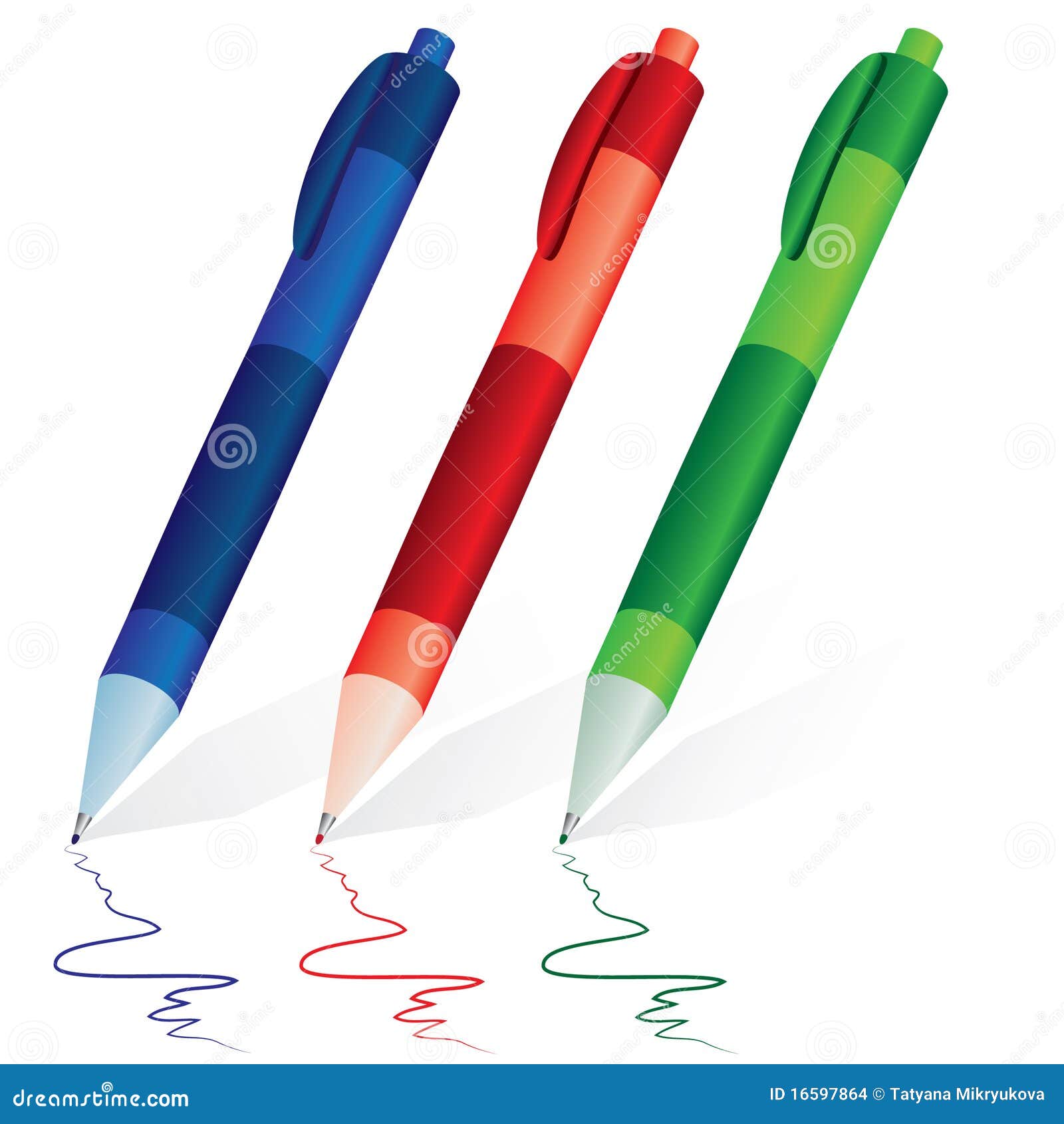 Three pens stock vector. Illustration of black, background - 16597864
