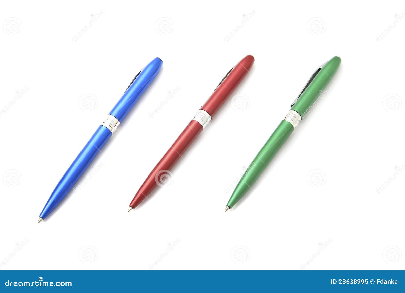 Three Pens on a White Backgroun Stock Image - Image of green ...