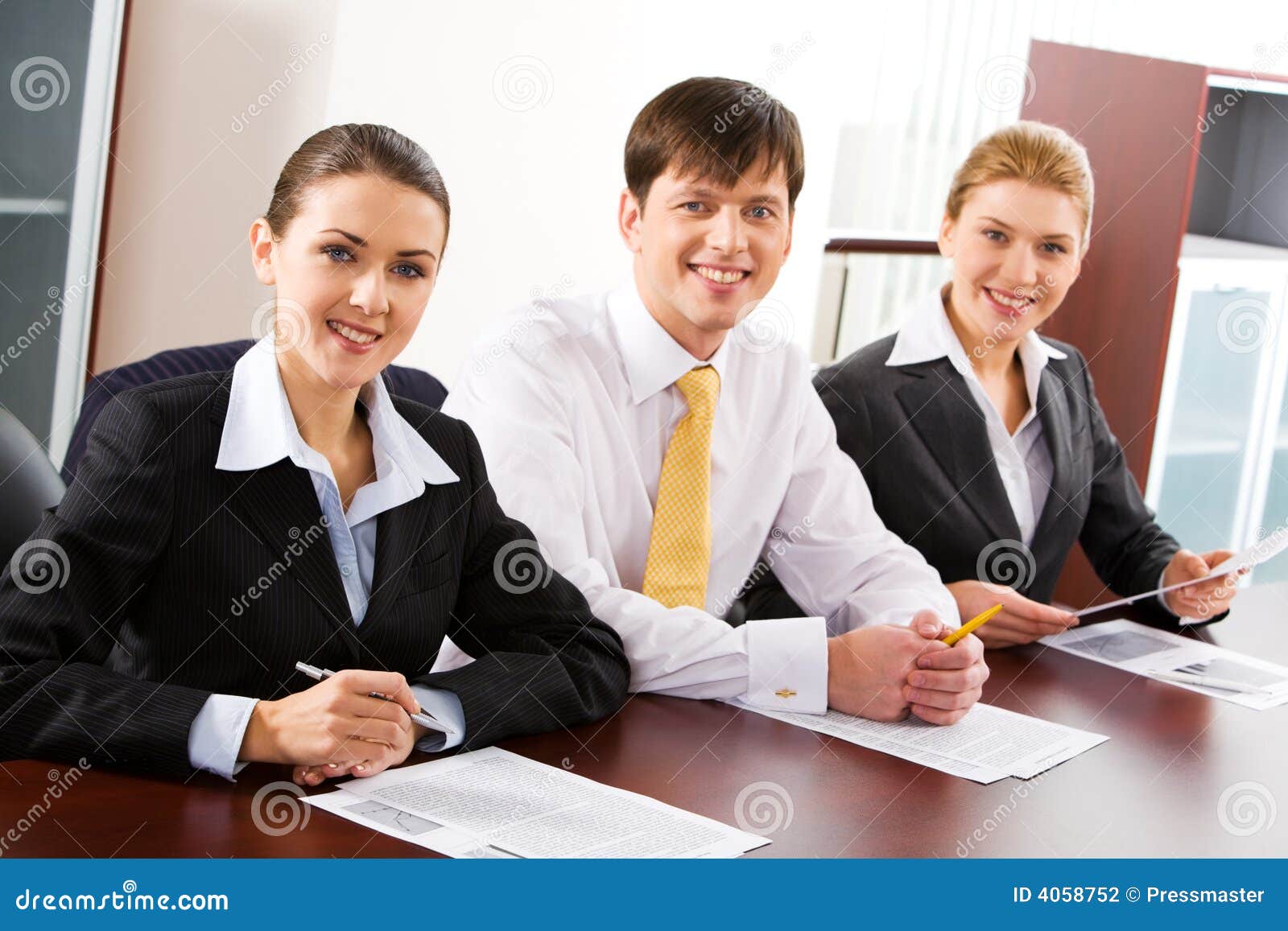 Three people stock photo. Image of colleagues, female - 4058752