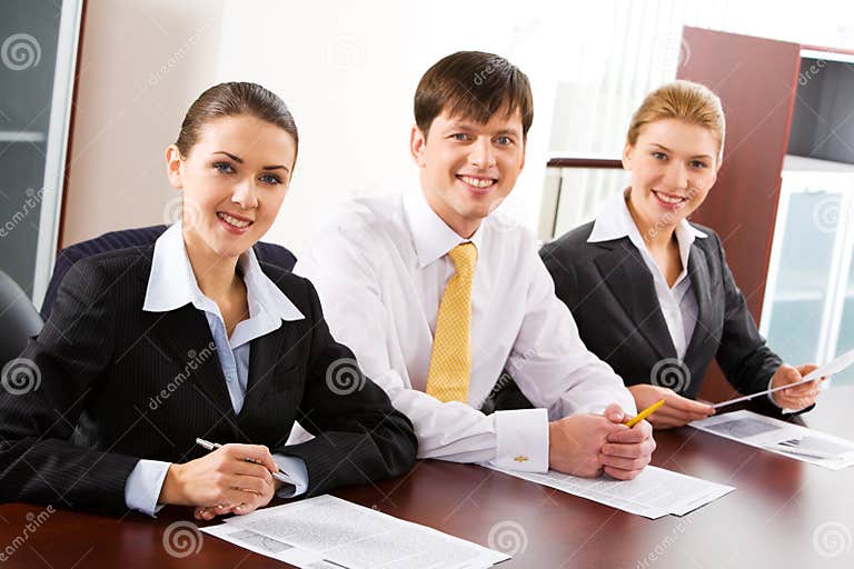 Three people stock photo. Image of colleagues, female - 4058752