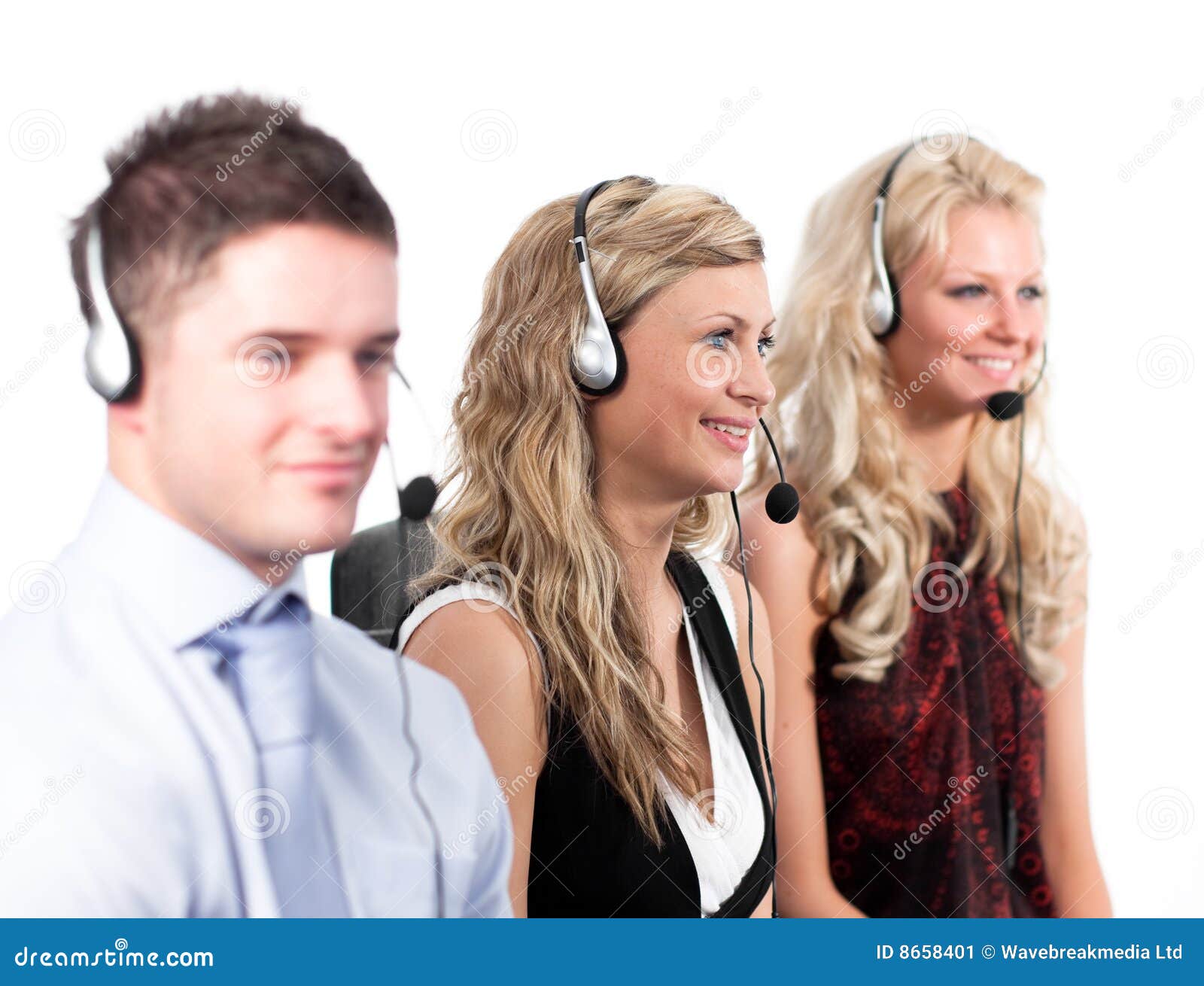 Three People in a Call Centre Stock Image - Image of group, operator ...