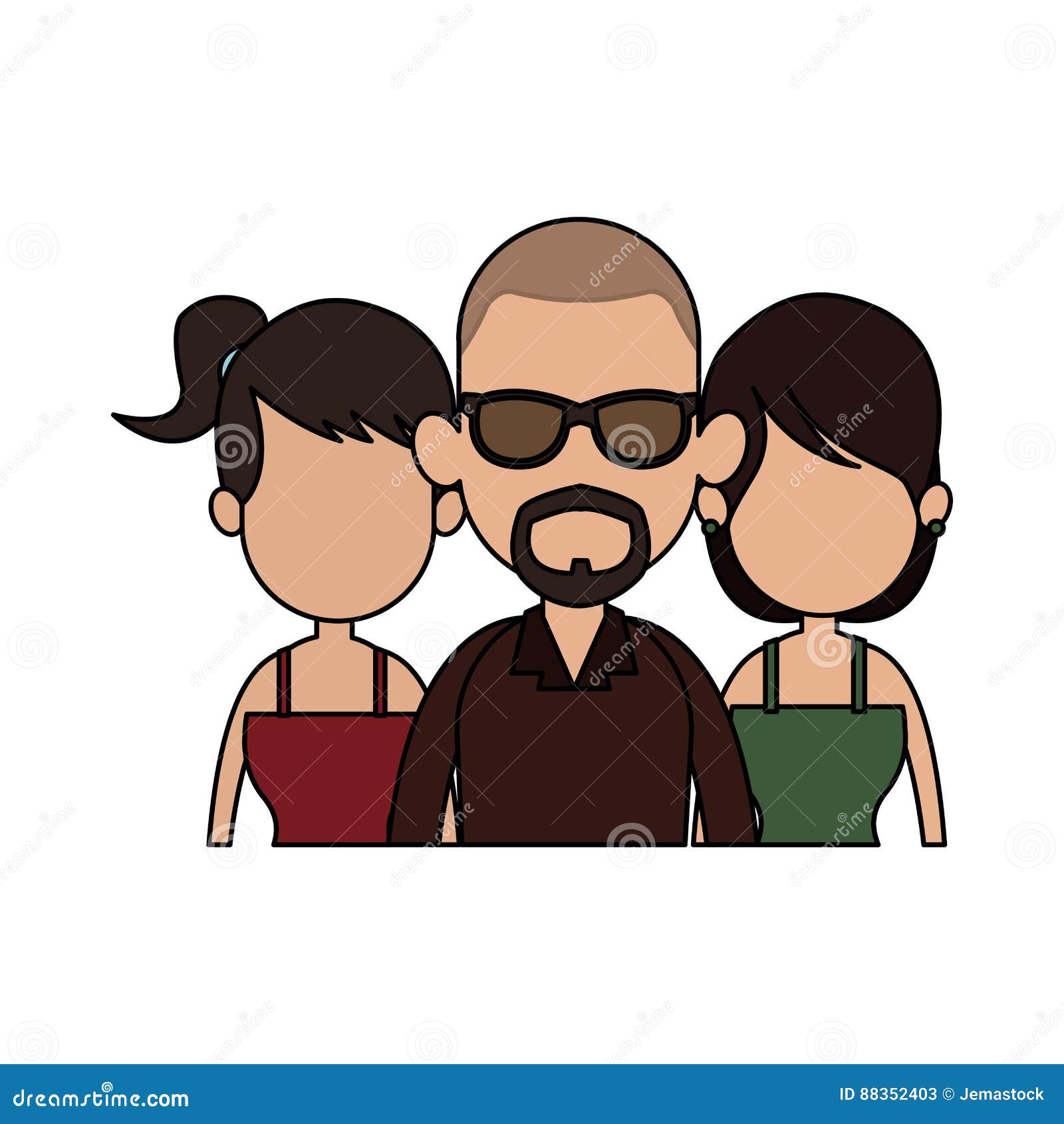 Three People Cartoon Icon Image Stock Illustration - Illustration of ...