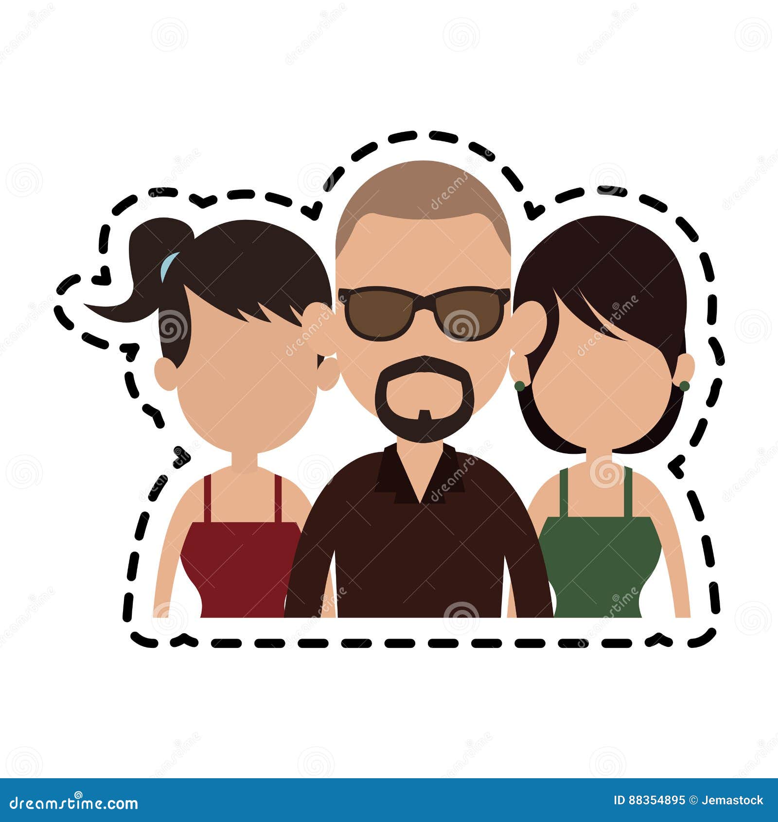 Three People Cartoon Icon Image Stock Illustration - Illustration of ...