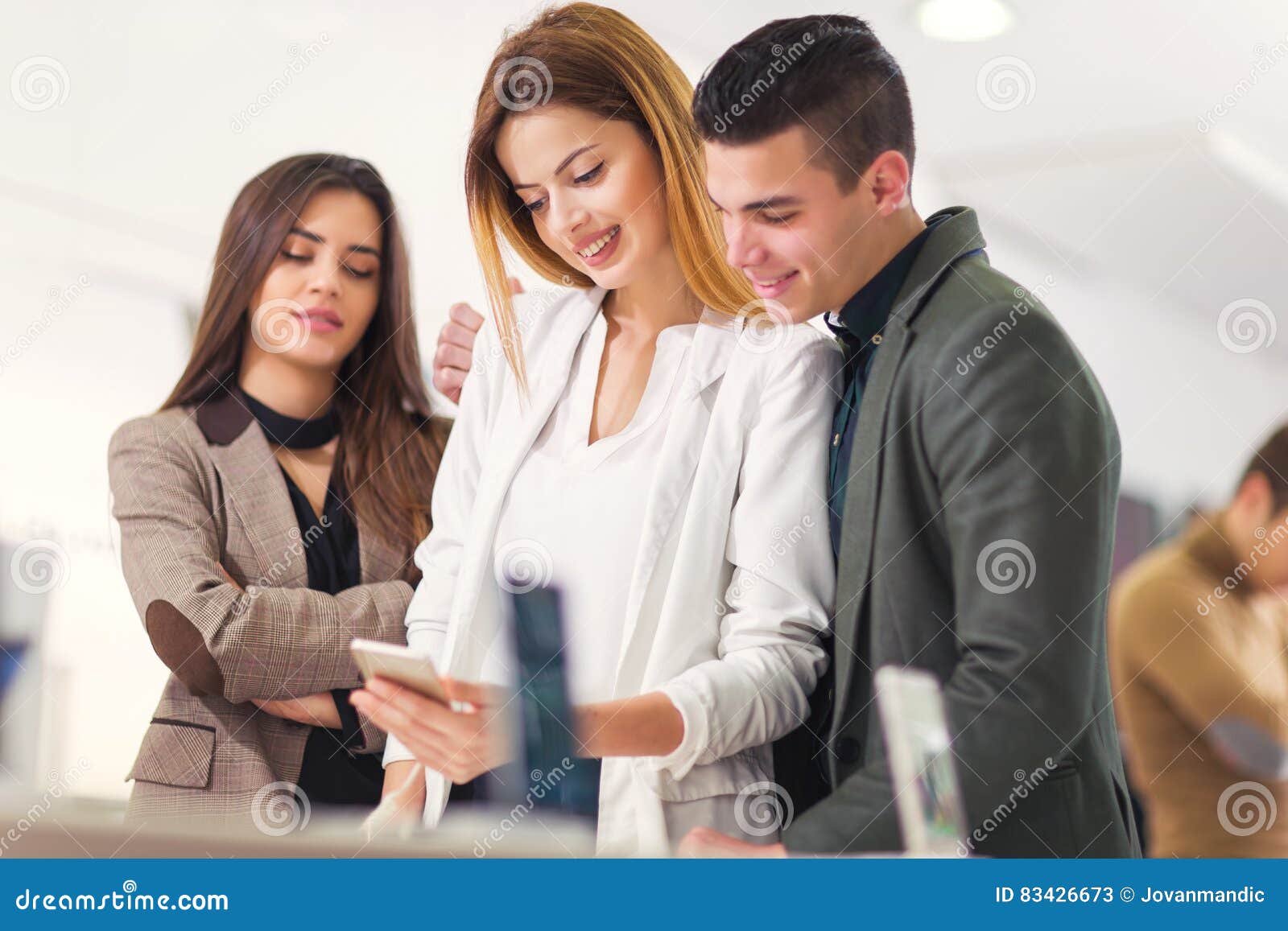 Three People are Choosing Smart Phones Stock Image - Image of ...