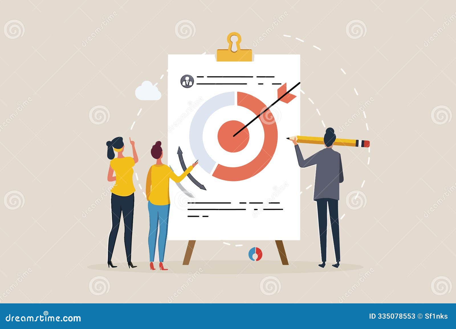 People Collaboratively Using Oversized Pencils To Draw. Vector ...