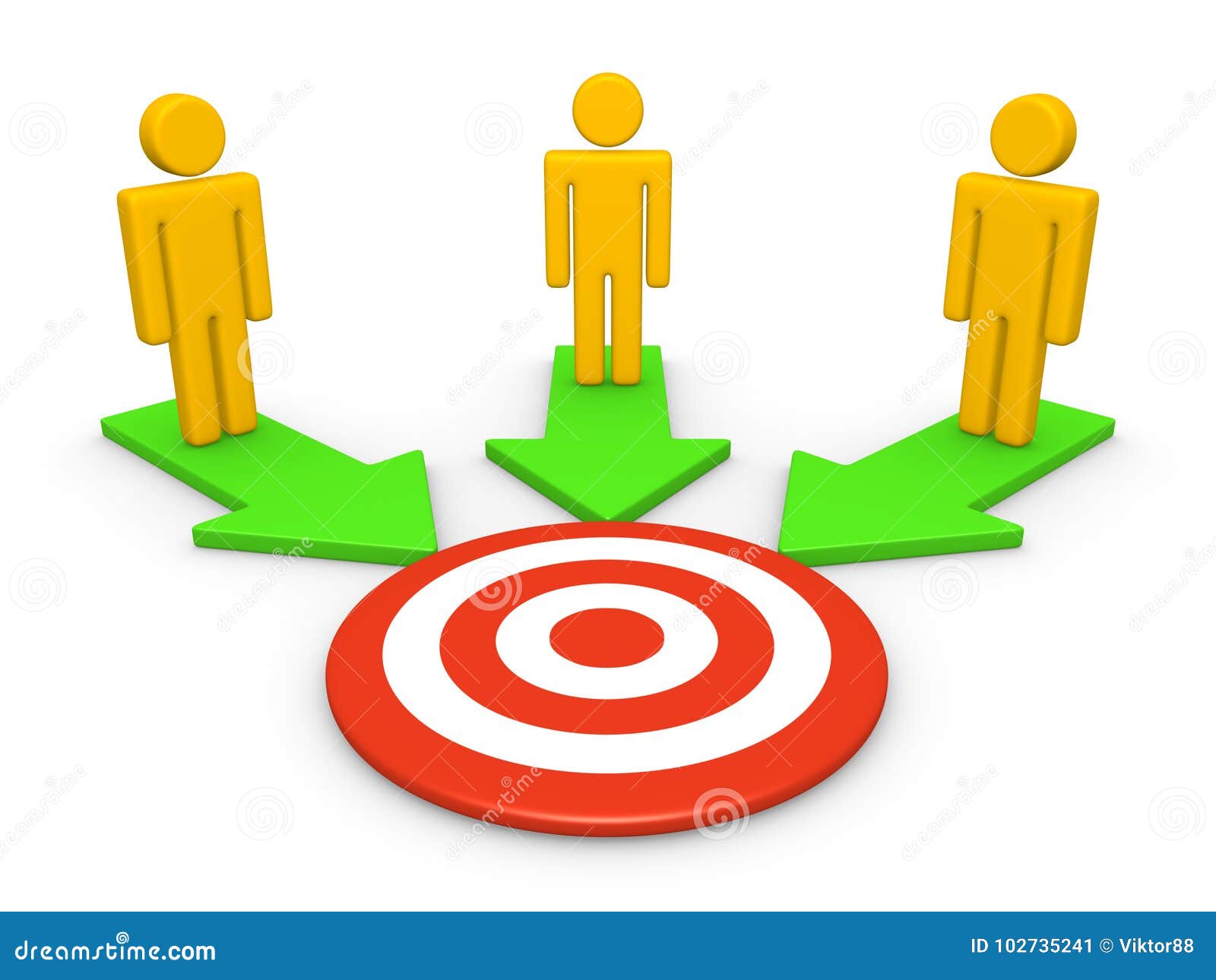 Three People with Common Target Stock Illustration - Illustration of ...