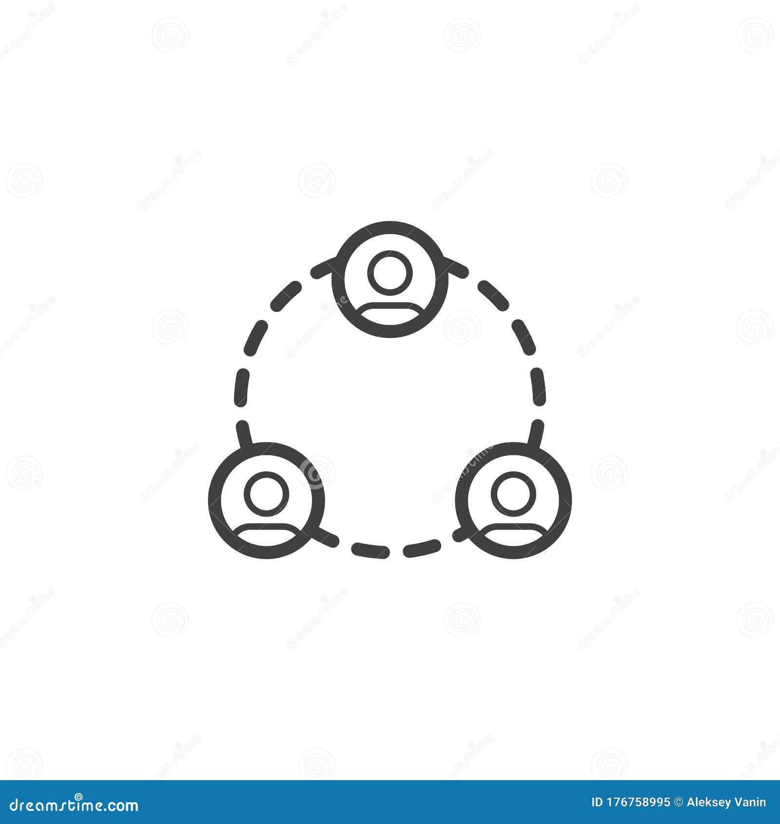 Three People Connected Line Icon Stock Vector - Illustration of icon ...