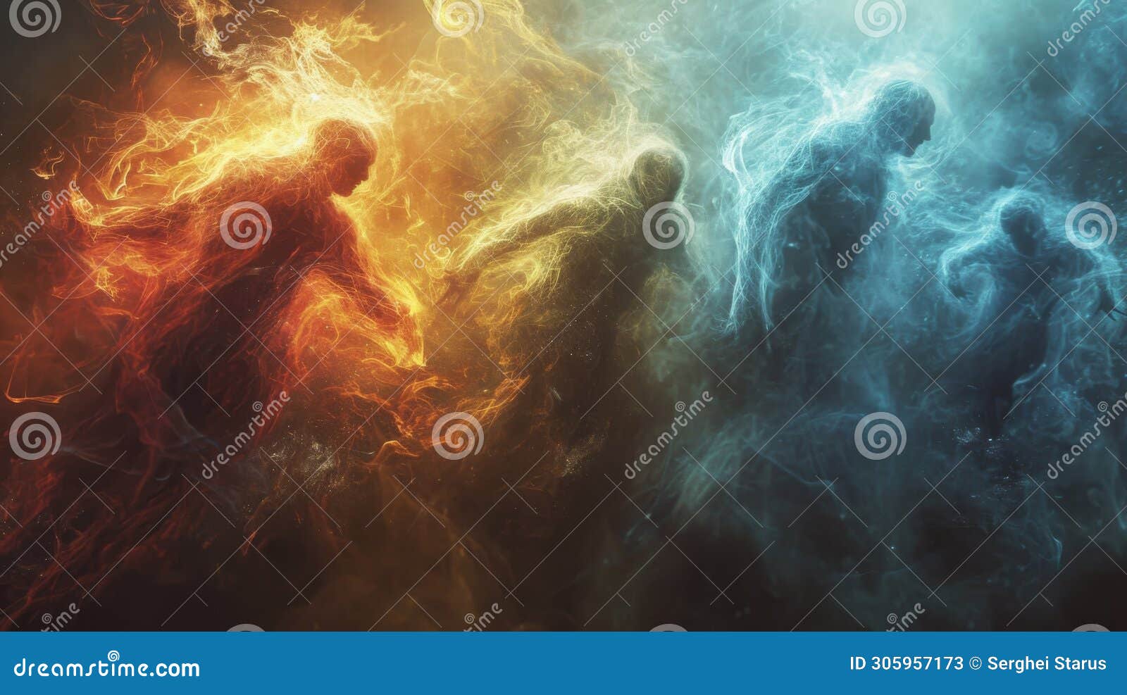 Three People are in a Group of Fire and Smoke, AI Stock Image - Image ...