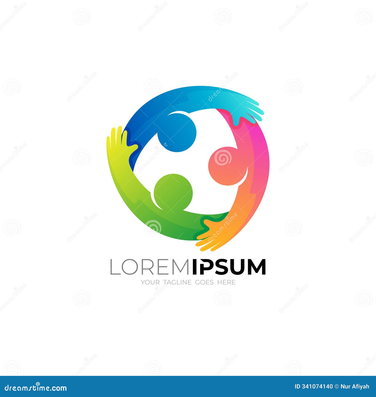 Three People are Hugging and Forming a Circle Stock Illustration ...