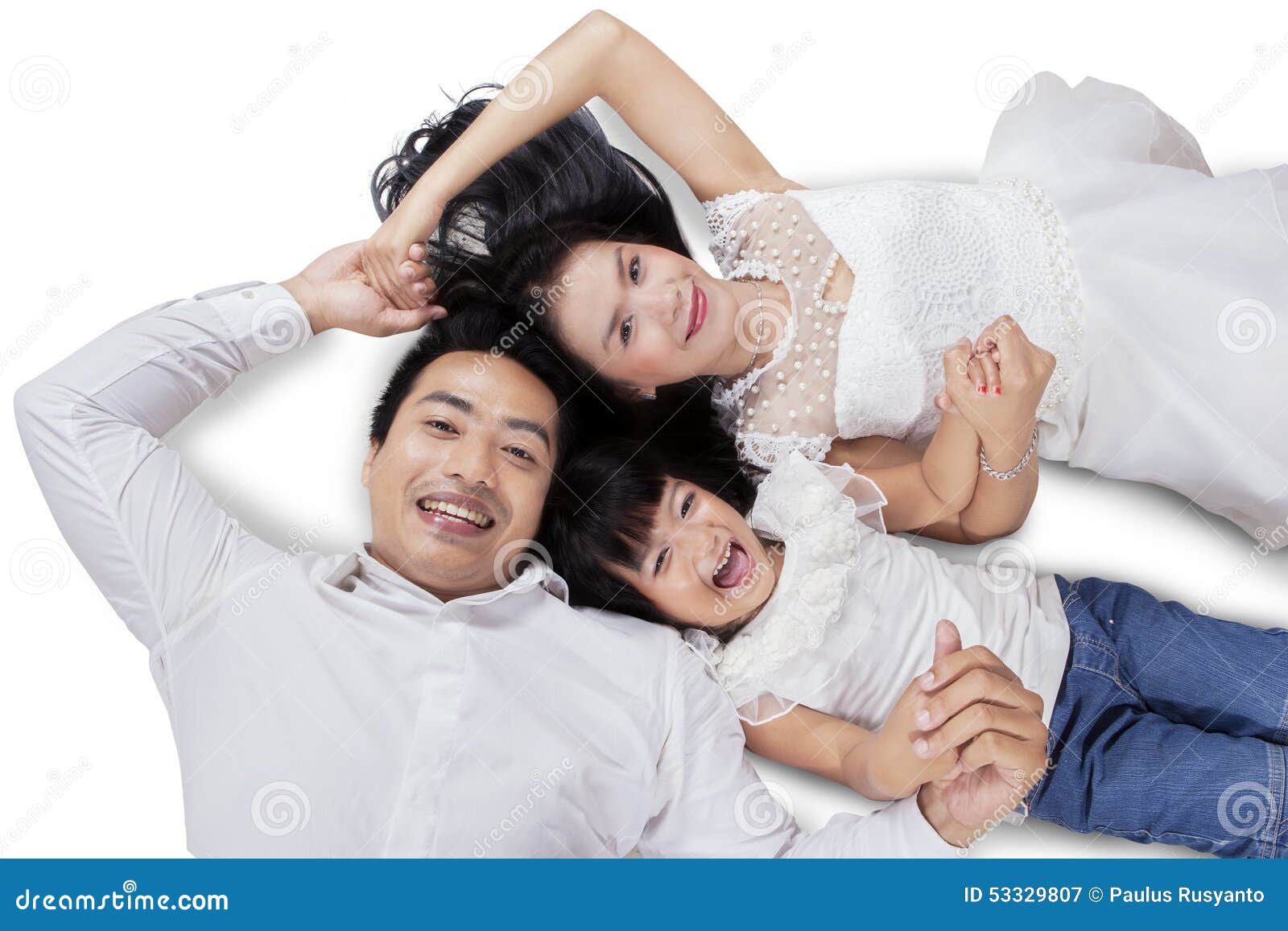 Three People Laughing at Camera in Studio Stock Image - Image of adult ...