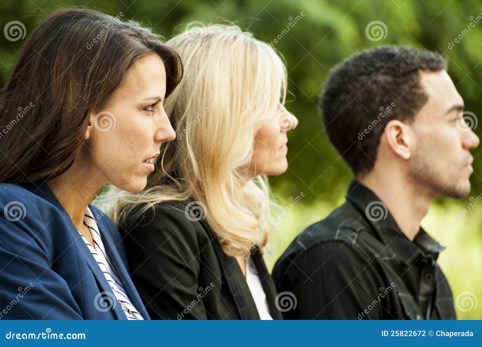 Three People Looking To the Right. Stock Photo - Image of differential ...