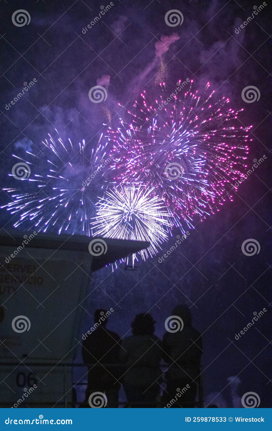 People Looking Up on Colorful Fireworks at Night Stock Image - Image of ...