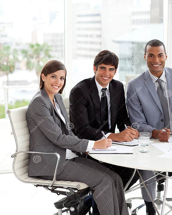 Three people in a meting stock image. Image of communication - 12191511