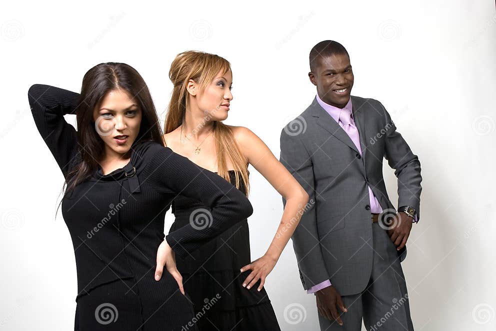 Three People Posing stock image. Image of black, expression - 1763583
