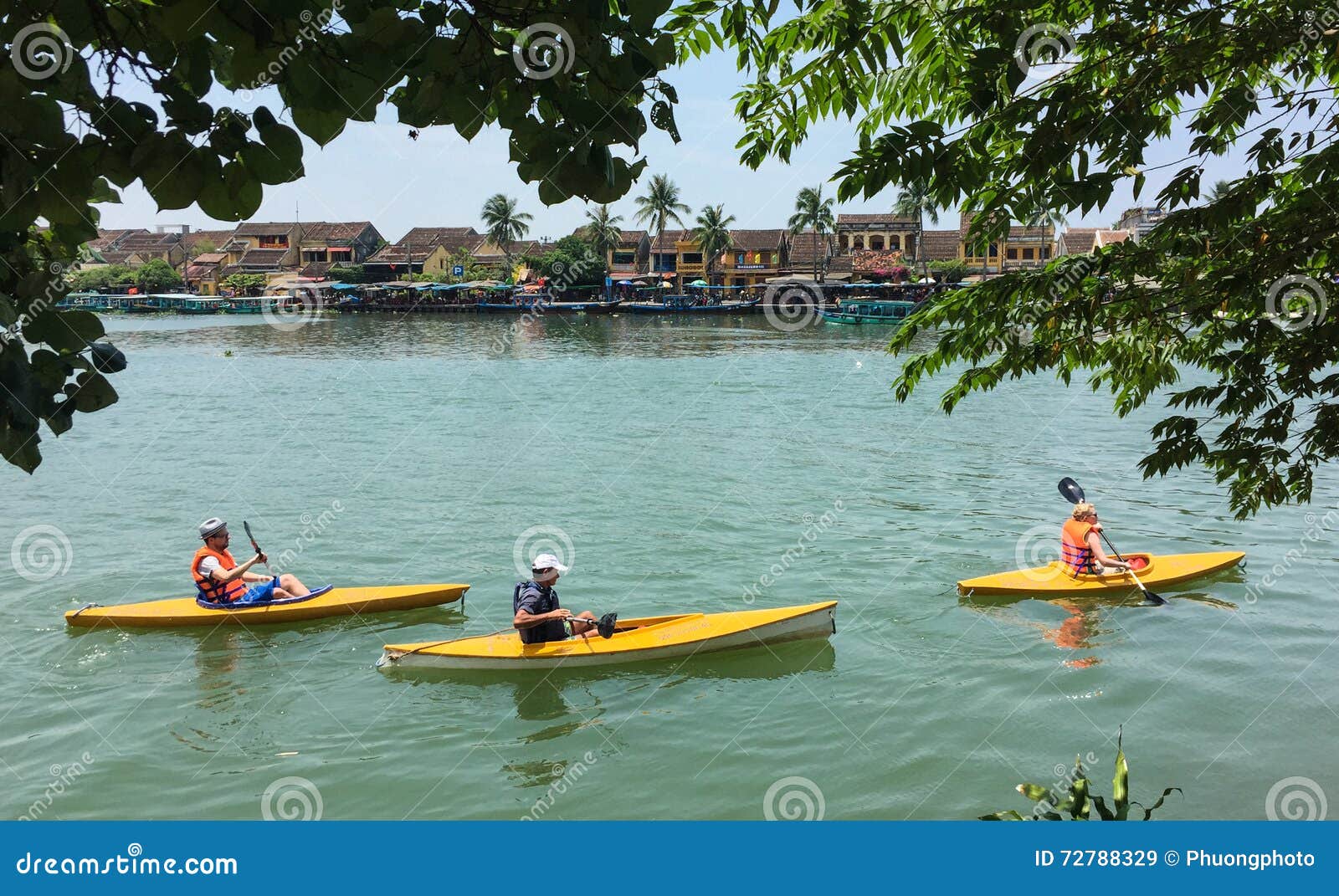 Three People Rowing on a Lake Editorial Stock Image - Image of rowing ...