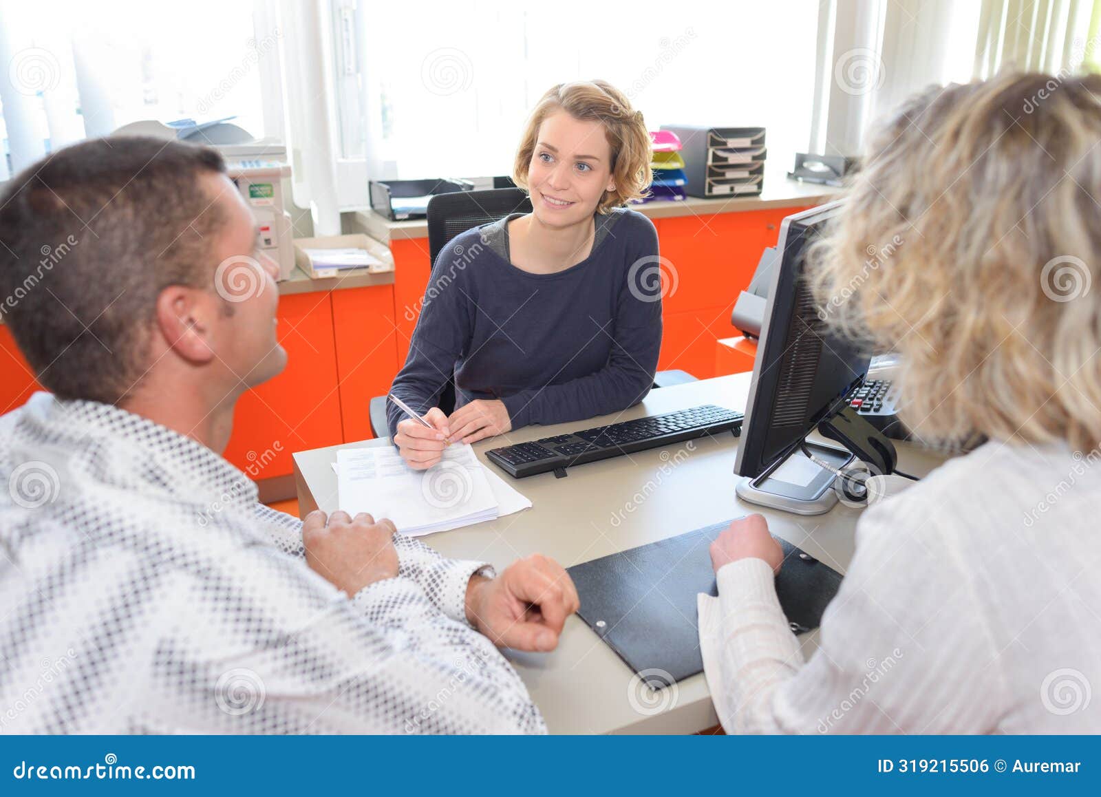 Three People Sitting at Table Stock Photo - Image of business, sitting ...