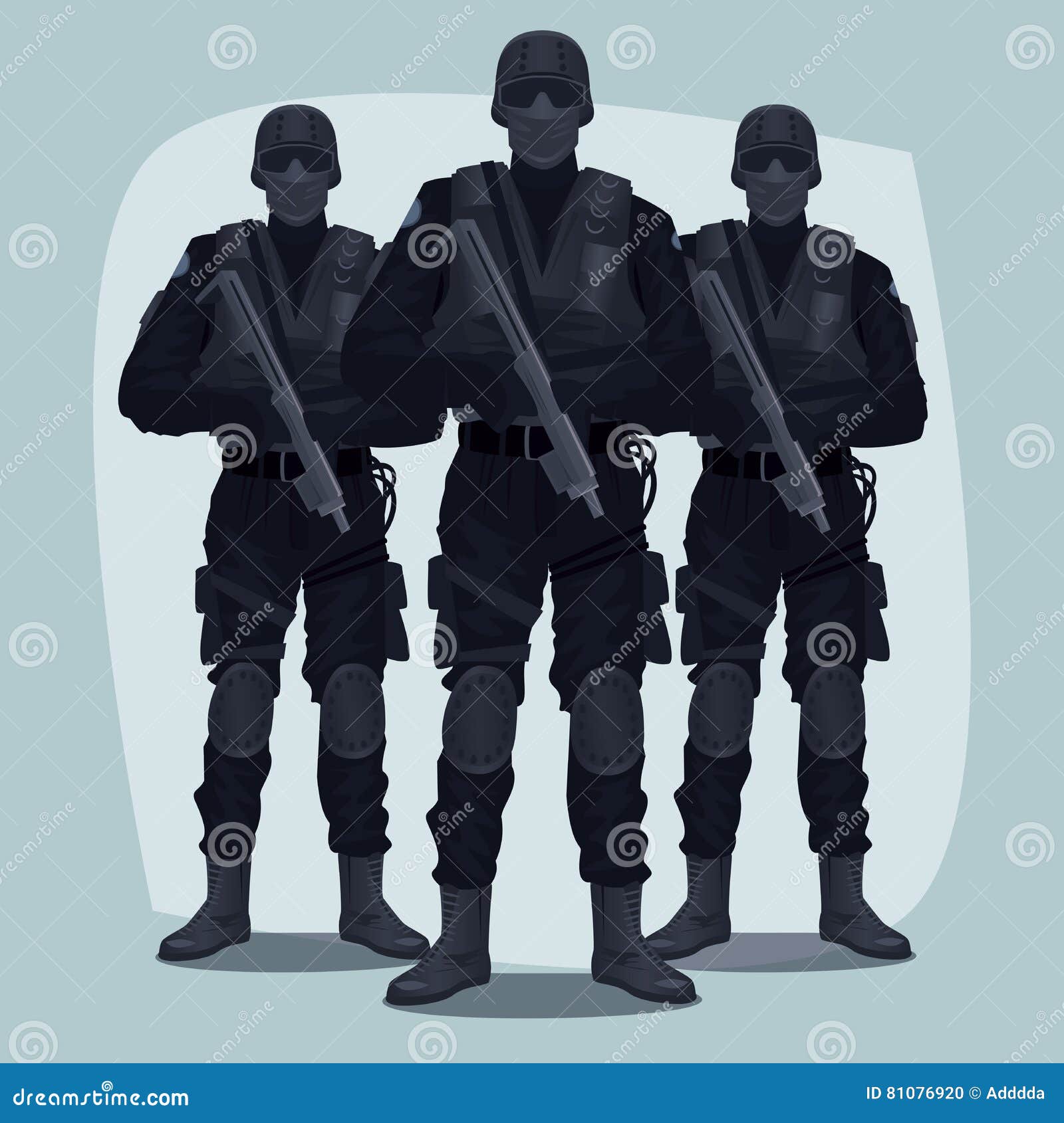 Three People of Specialized Tactical Team Stock Vector - Illustration ...