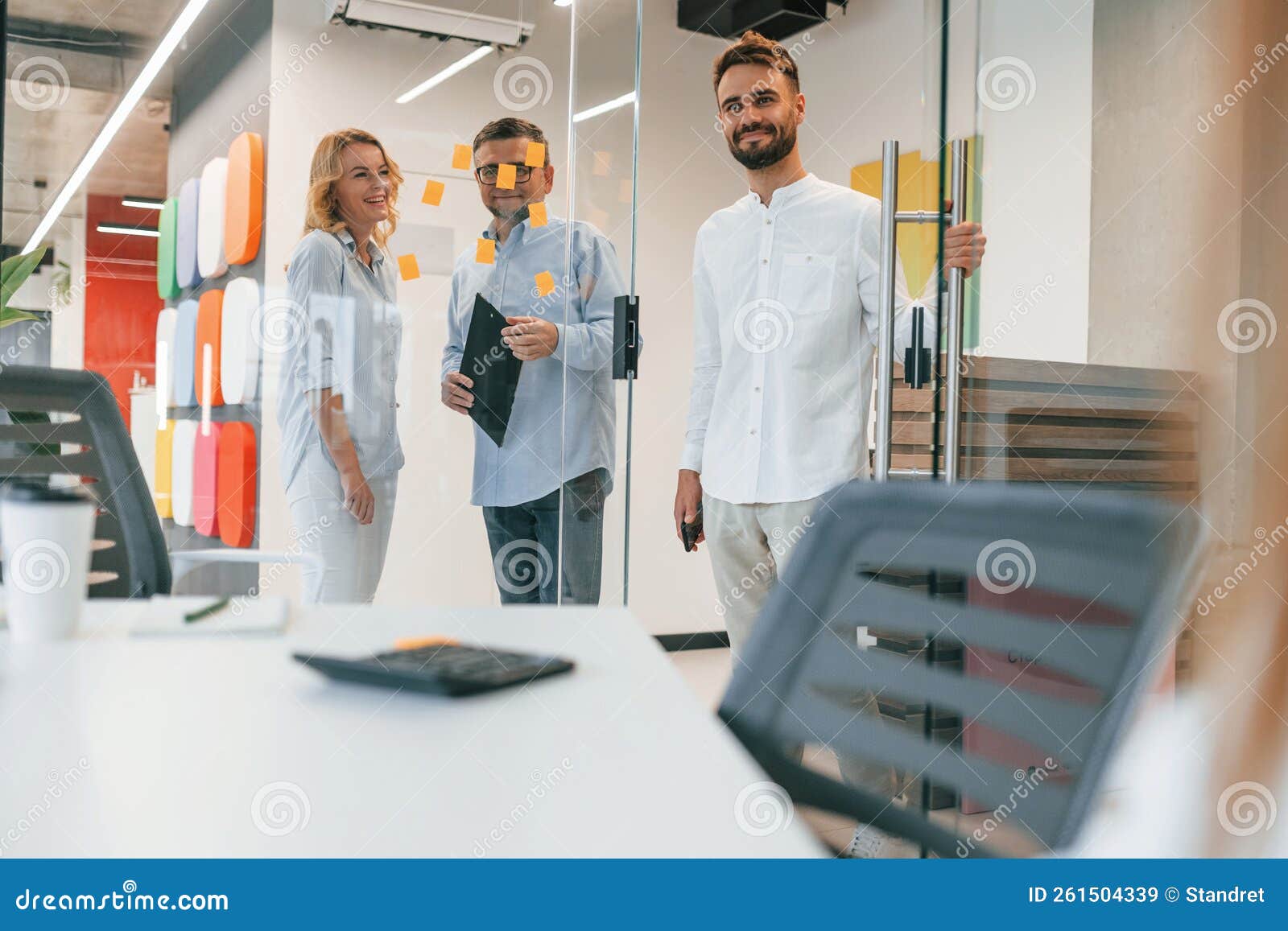 Three People Standing Together. Group of Professional Business People ...