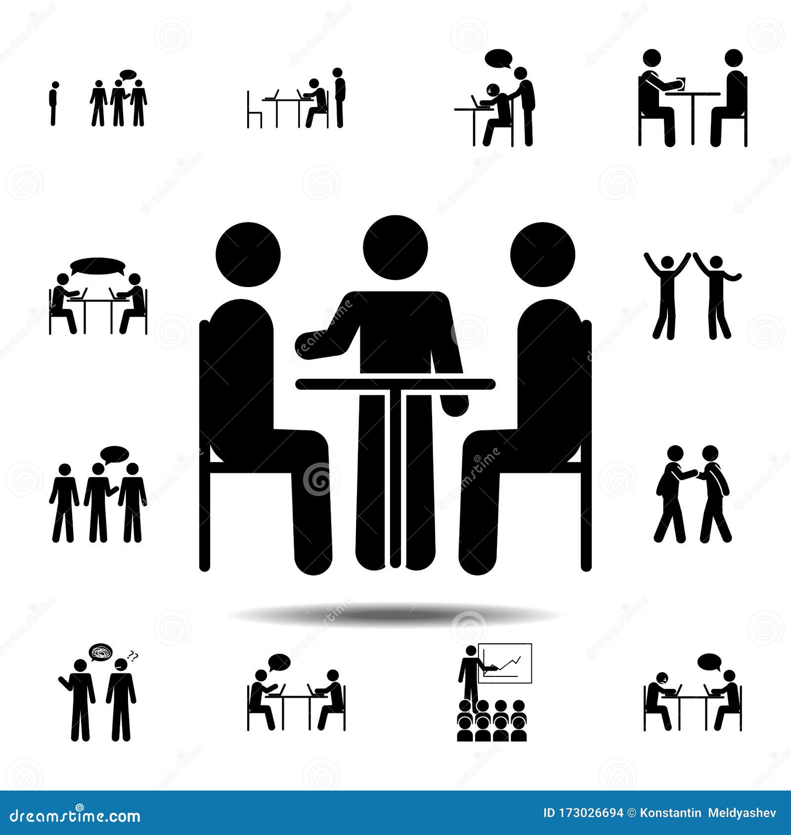 Three People at the Table Icon. Simple Glyph, Flat Vector Element of ...