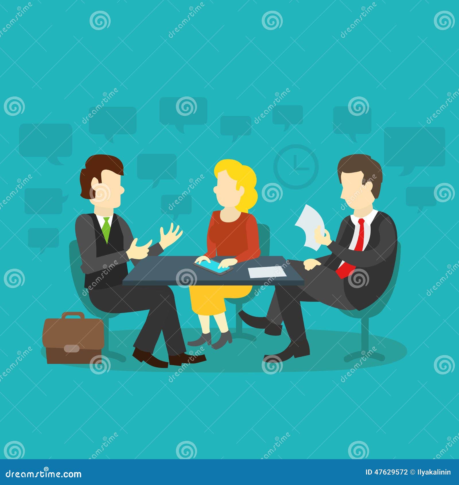 Three People at the Table Interviewing Stock Vector - Illustration of ...