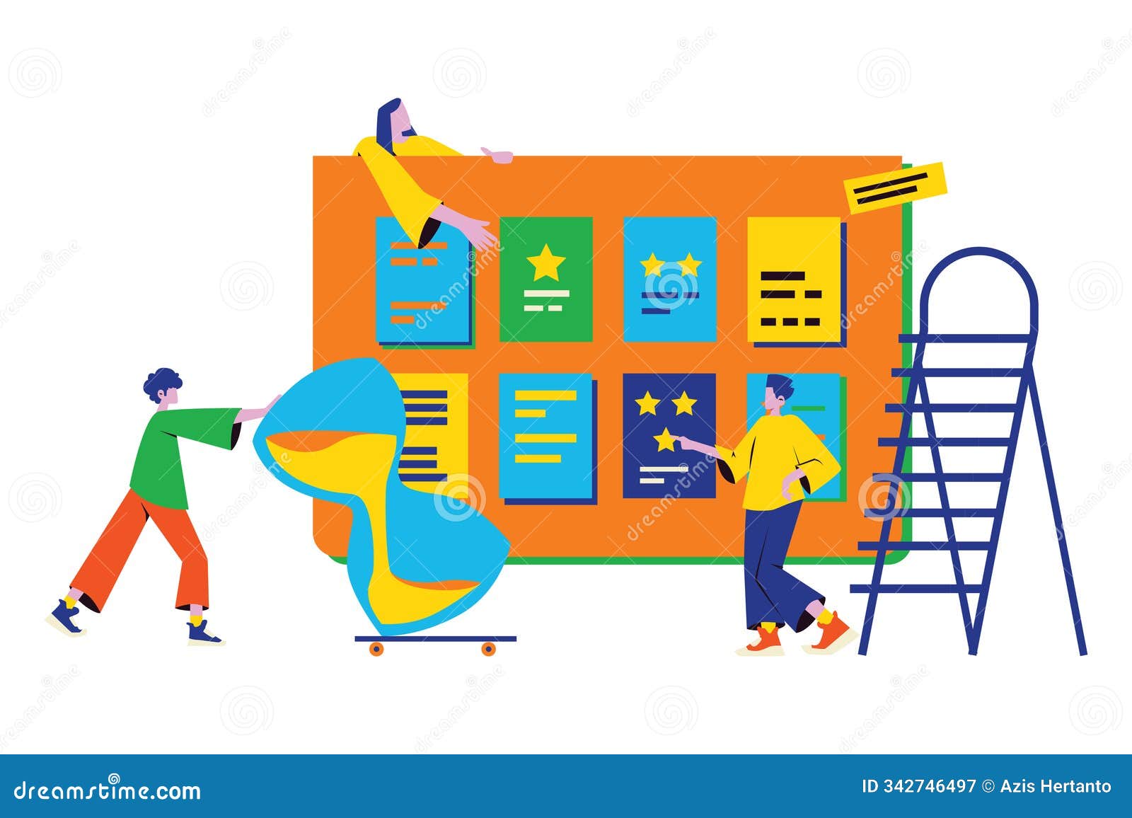 Three People Teamwork Building Schedule Illustration Stock Illustration ...