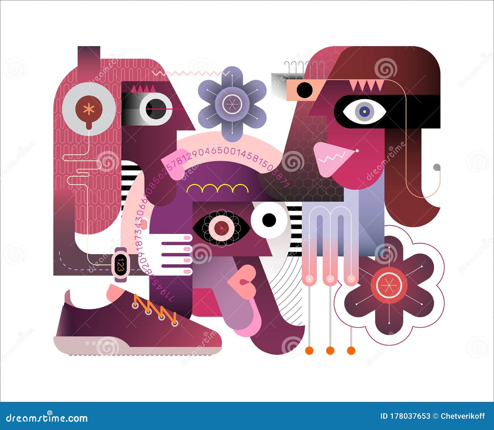 Three People Vector Illustration Stock Vector - Illustration of person ...