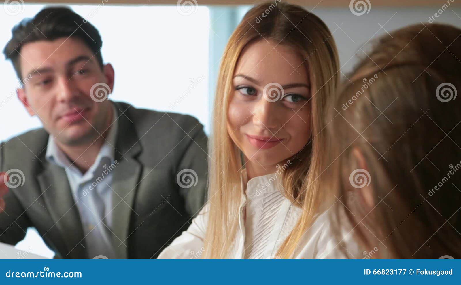 Three People Work in the Office Stock Video - Video of female, desk ...