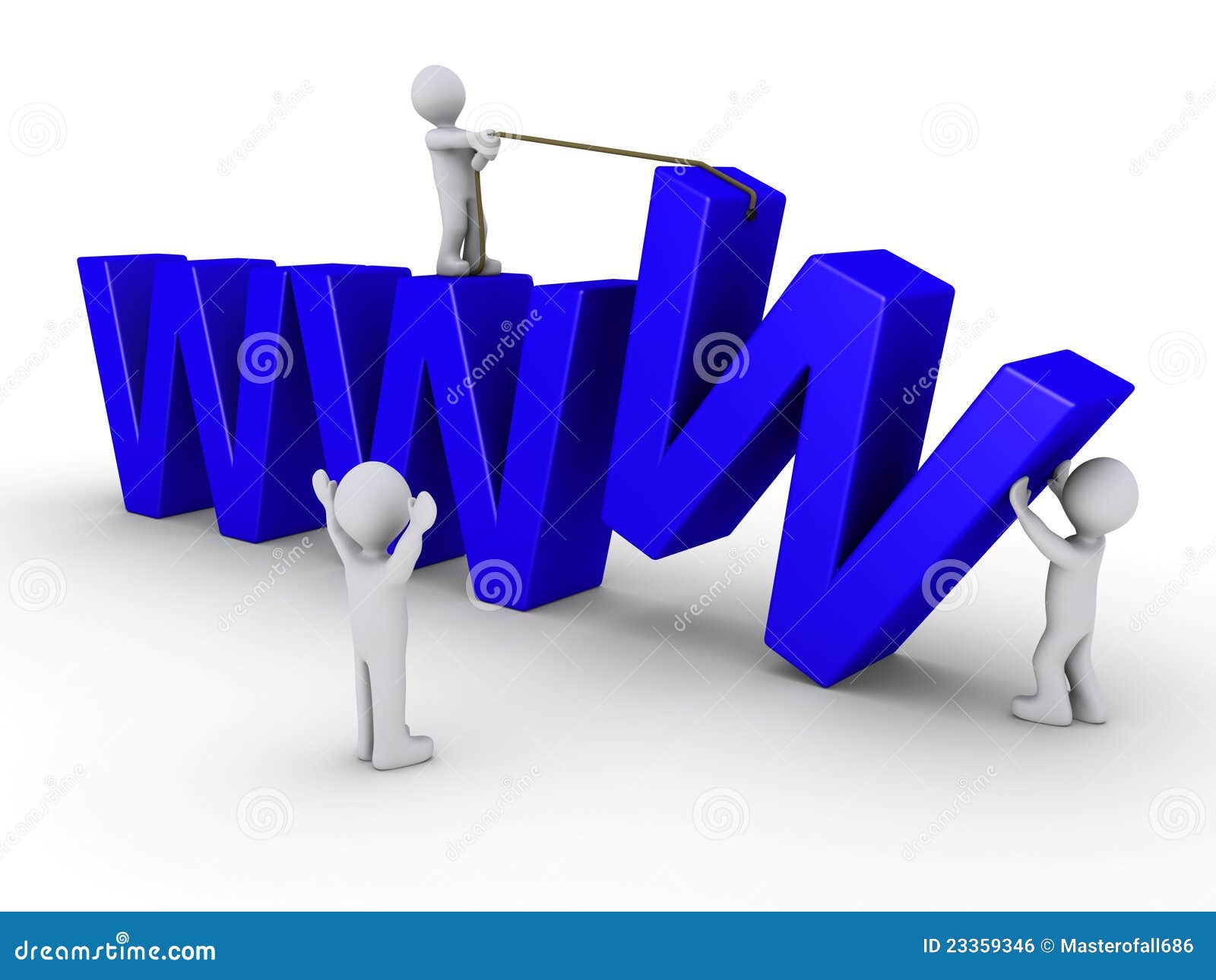 Three People Work To Set Up a Website Stock Illustration - Illustration ...
