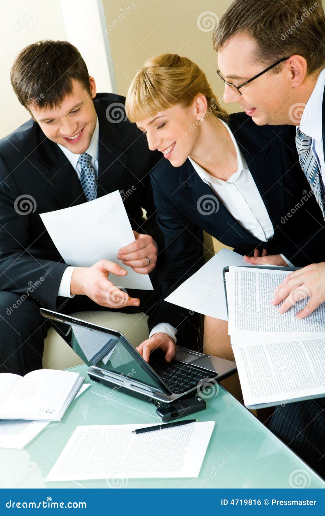 Three people working stock photo. Image of attention, company - 4719816