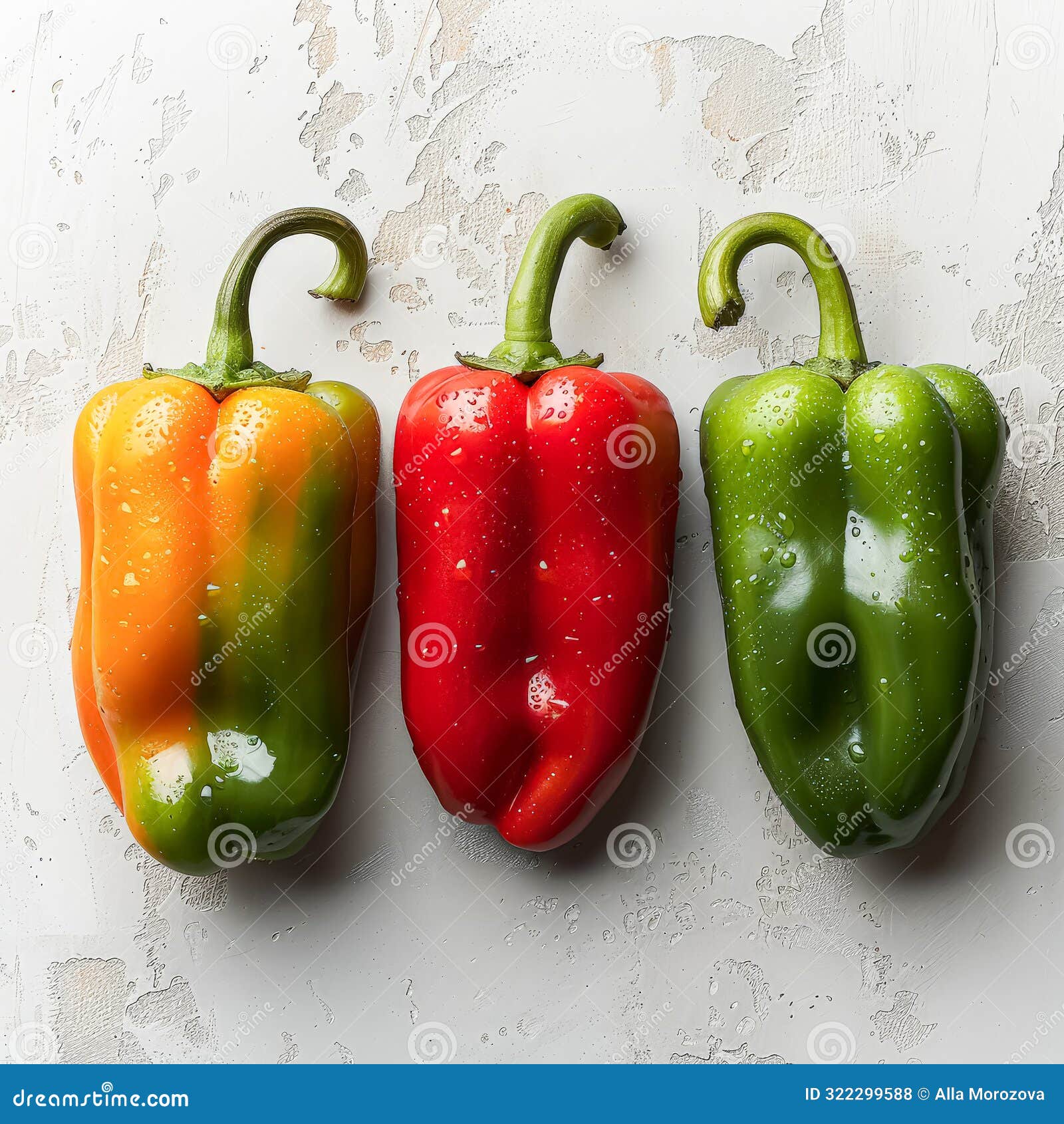 Three Peppers are Shown in a Row, with One Being Red, One Being Yellow Stock Photo - Image of ...