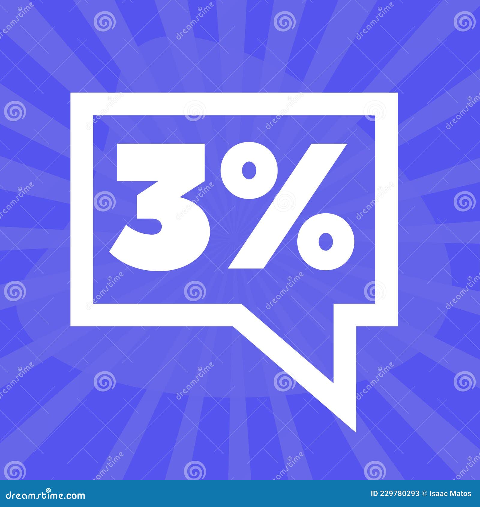 Three Percent in Square Speech Bubble. Icon with only One Color Stock ...