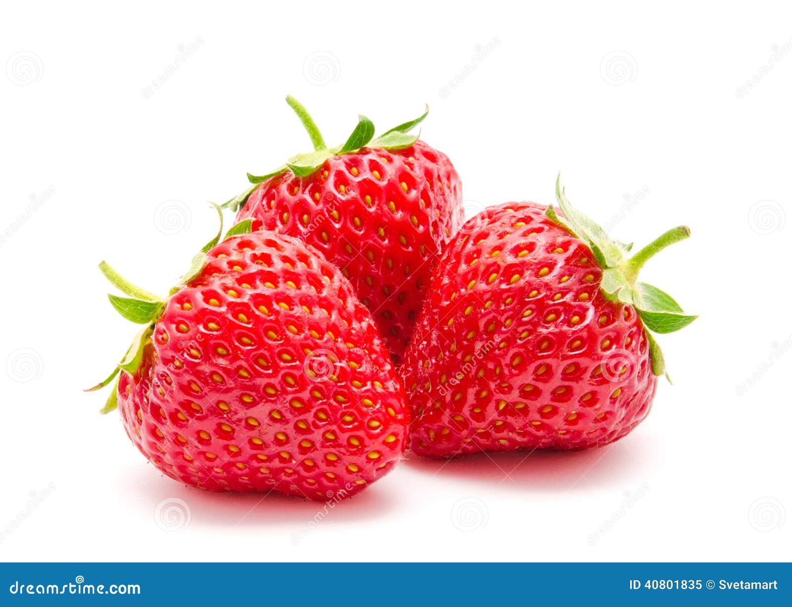 Three Perfect Red Ripe Strawberry Isolated Stock Image - Image of three ...