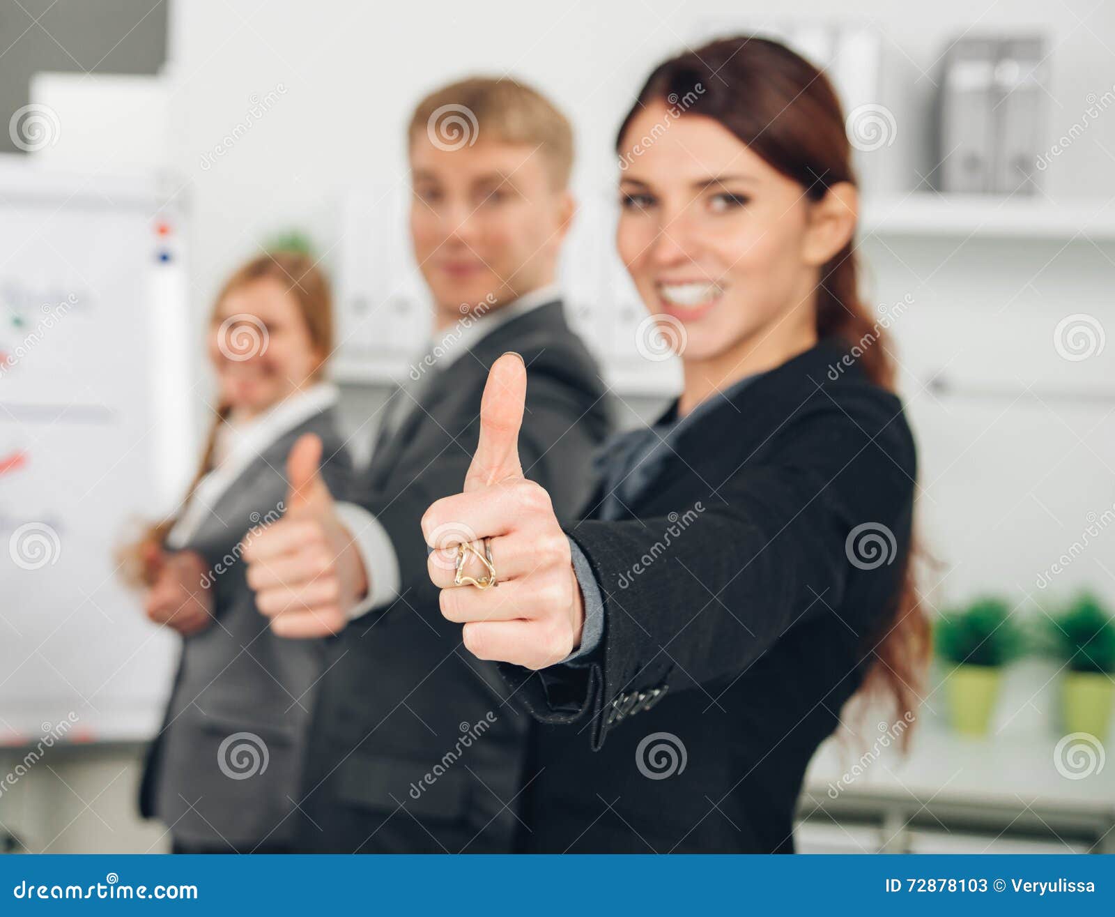 Three Person Standing in Line an Shows Thumb Up Stock Image - Image of ...