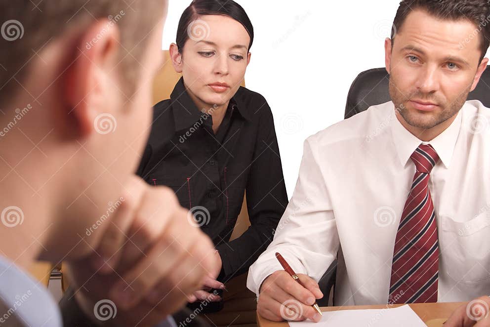 Three Persons Business Meeting Stock Photo - Image of committee, center ...
