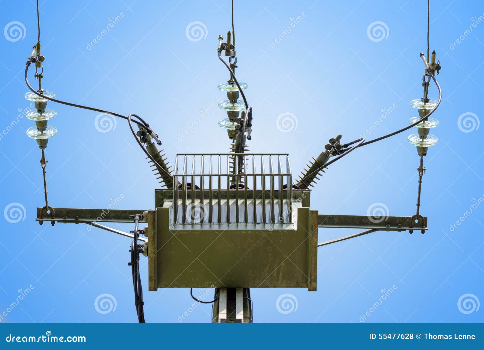 Three phase current pylon stock photo. Image of distribution - 55477628