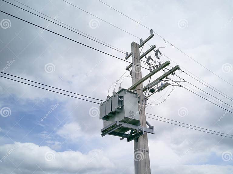 Three Phase Distribution Transformer on Electric Utility Pole Editorial ...