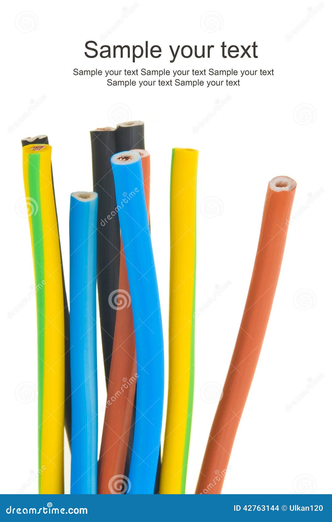 Three-phase electric cable stock photo. Image of horizontal - 42763144
