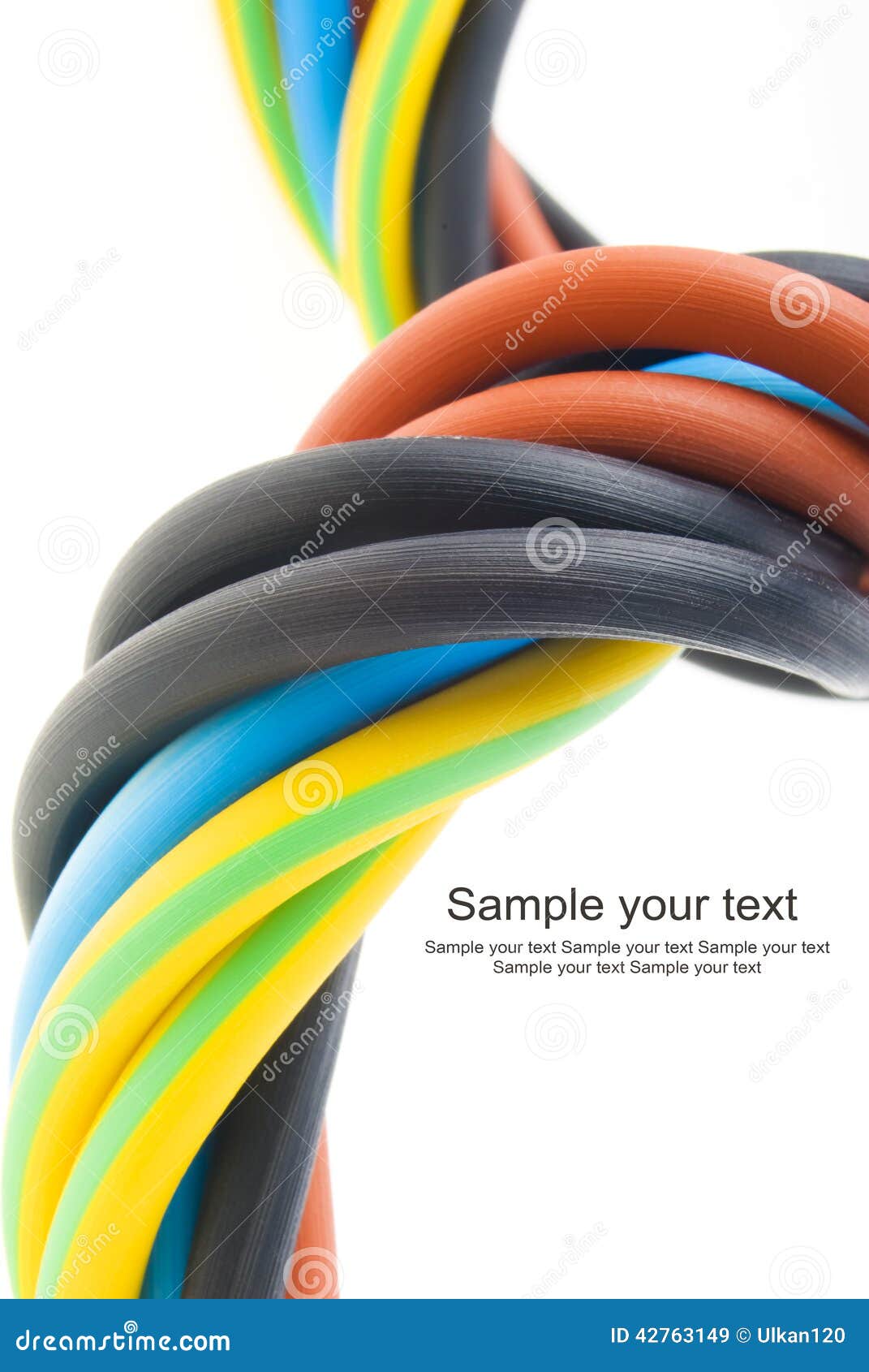 Three-phase electric cable stock image. Image of installation - 42763149