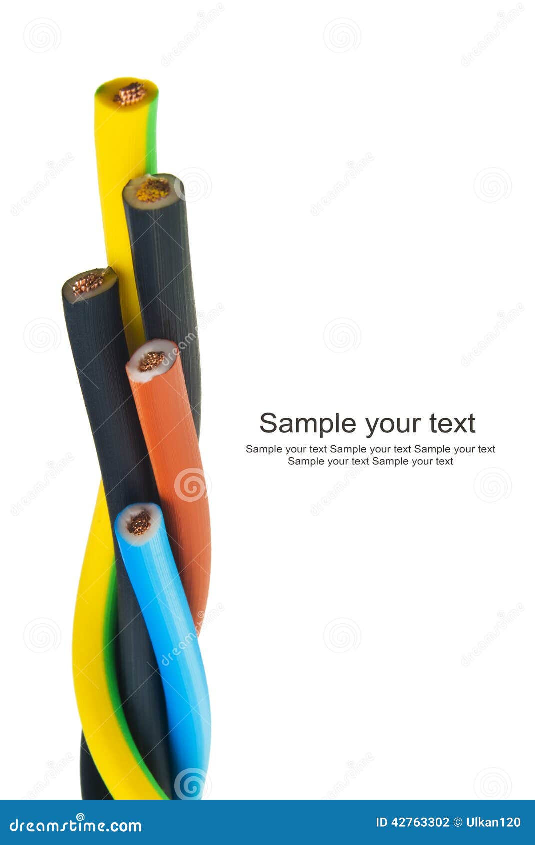 Three-phase electric cable stock photo. Image of close - 42763302