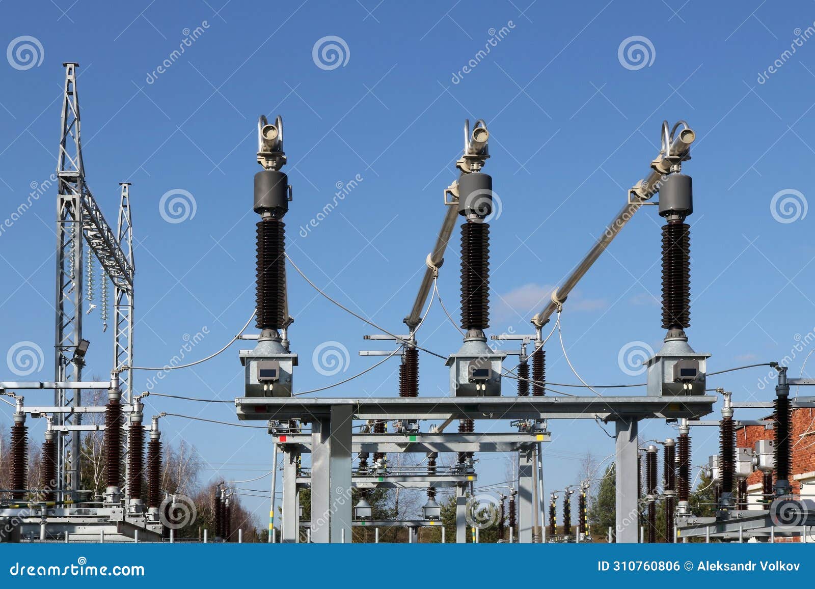 Three Phase High Voltage Ceramic Insulators Stock Photo - Image of ...