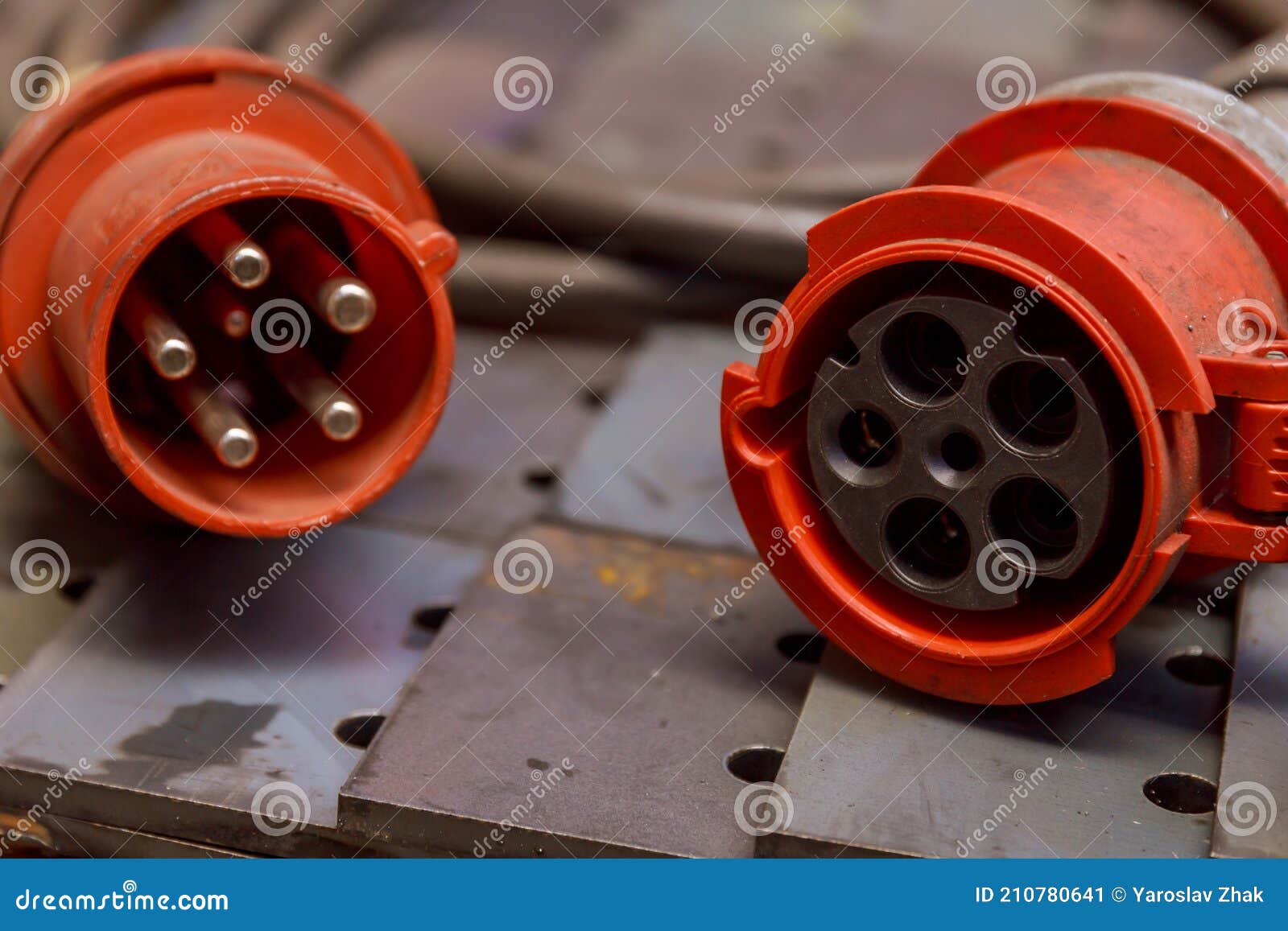 Red Three-phase Plug and Socket with Cable. 380 Volts Stock Image ...