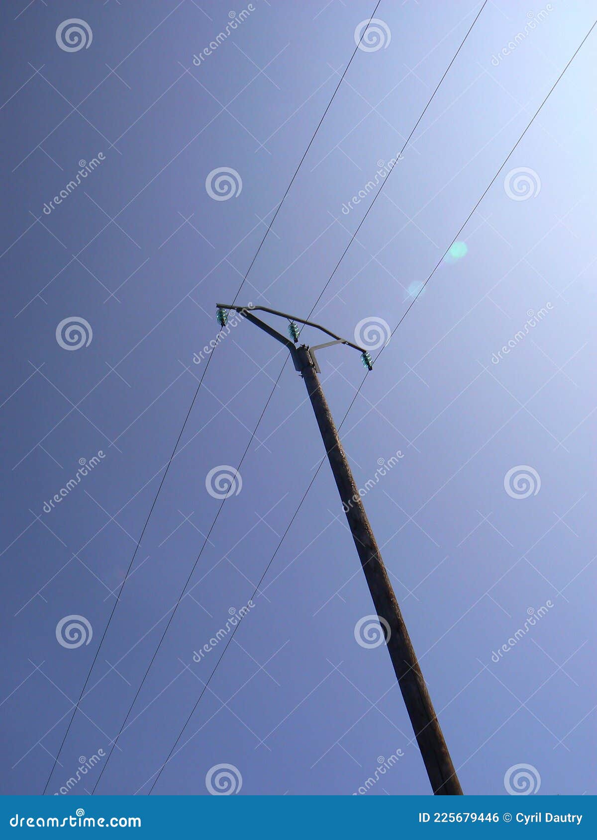 Three-phase power line stock photo. Image of pole, voltage - 225679446