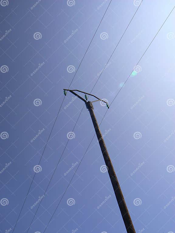 Three-phase power line stock photo. Image of pole, voltage - 225679446