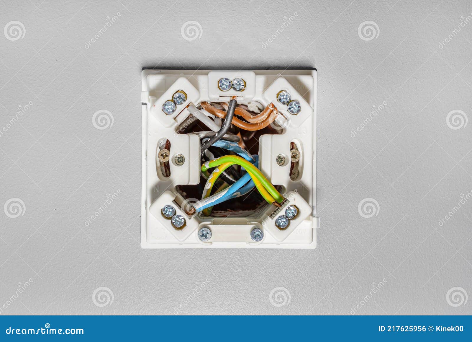 A Three-phase Socket Located in the Gray Wall in the Kitchen. Stock ...