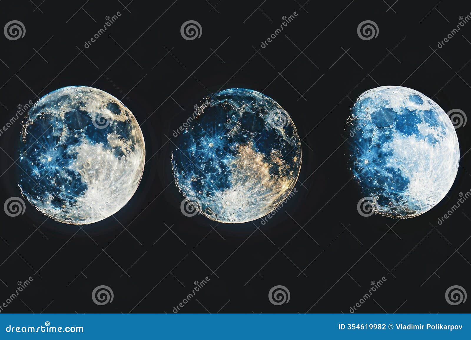 Three Phases Of The Moon On A Plain White Background. Suitable For ...
