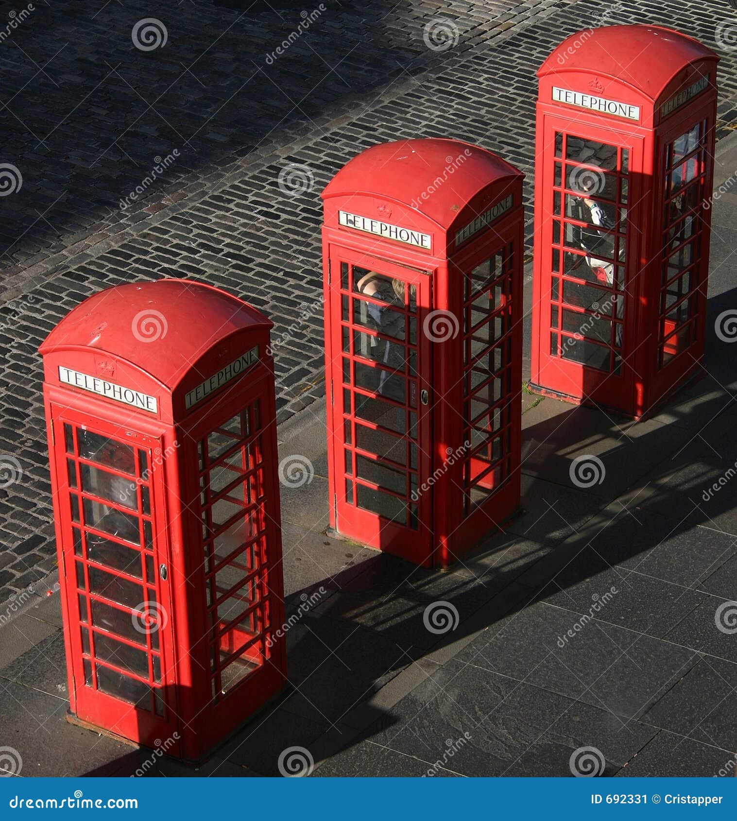 Three phone boxes stock image. Image of colour, communication - 692331